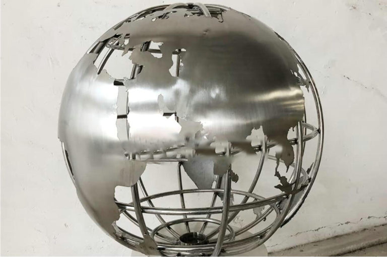 Metal World Globe Sculpture - metal sphere