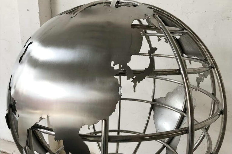 Metal World Globe Sculpture - metal sphere